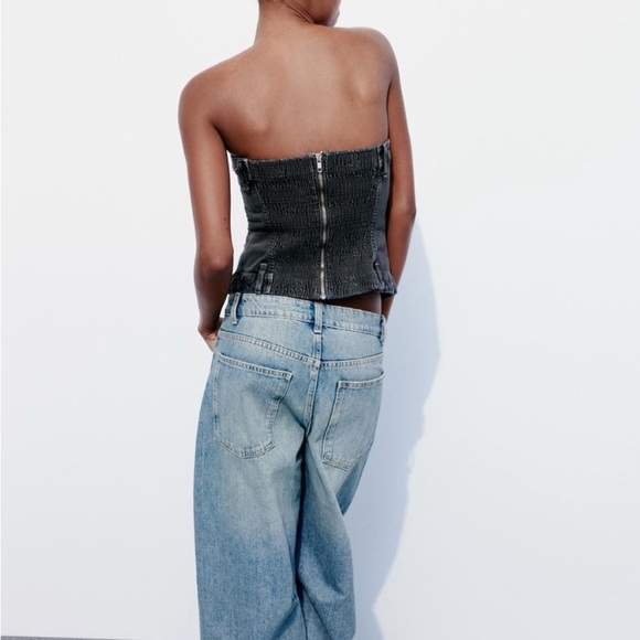Zara | Tops | Zara Trf Corset Style Denim Top | Poshmark